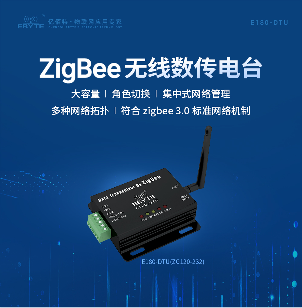 E180-DTU(ZG120-232) ZigBee数传电台-zigbee3.0-RS232数传电台